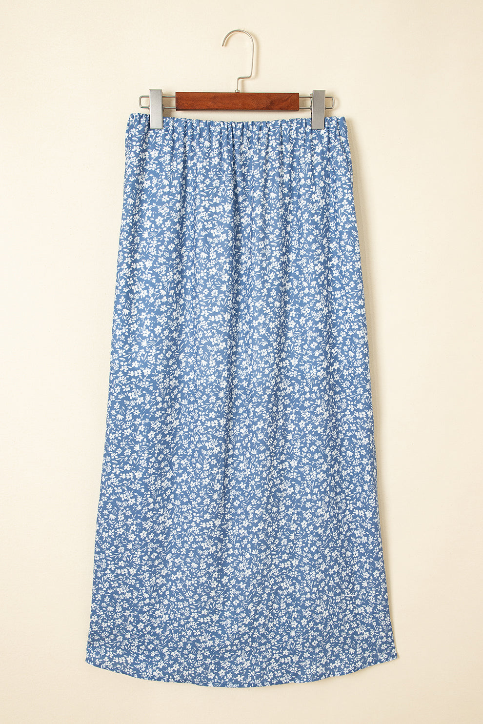 Sky Blue Boho Floral High Waist Long Skirt with Side Split – HannaBanna ...
